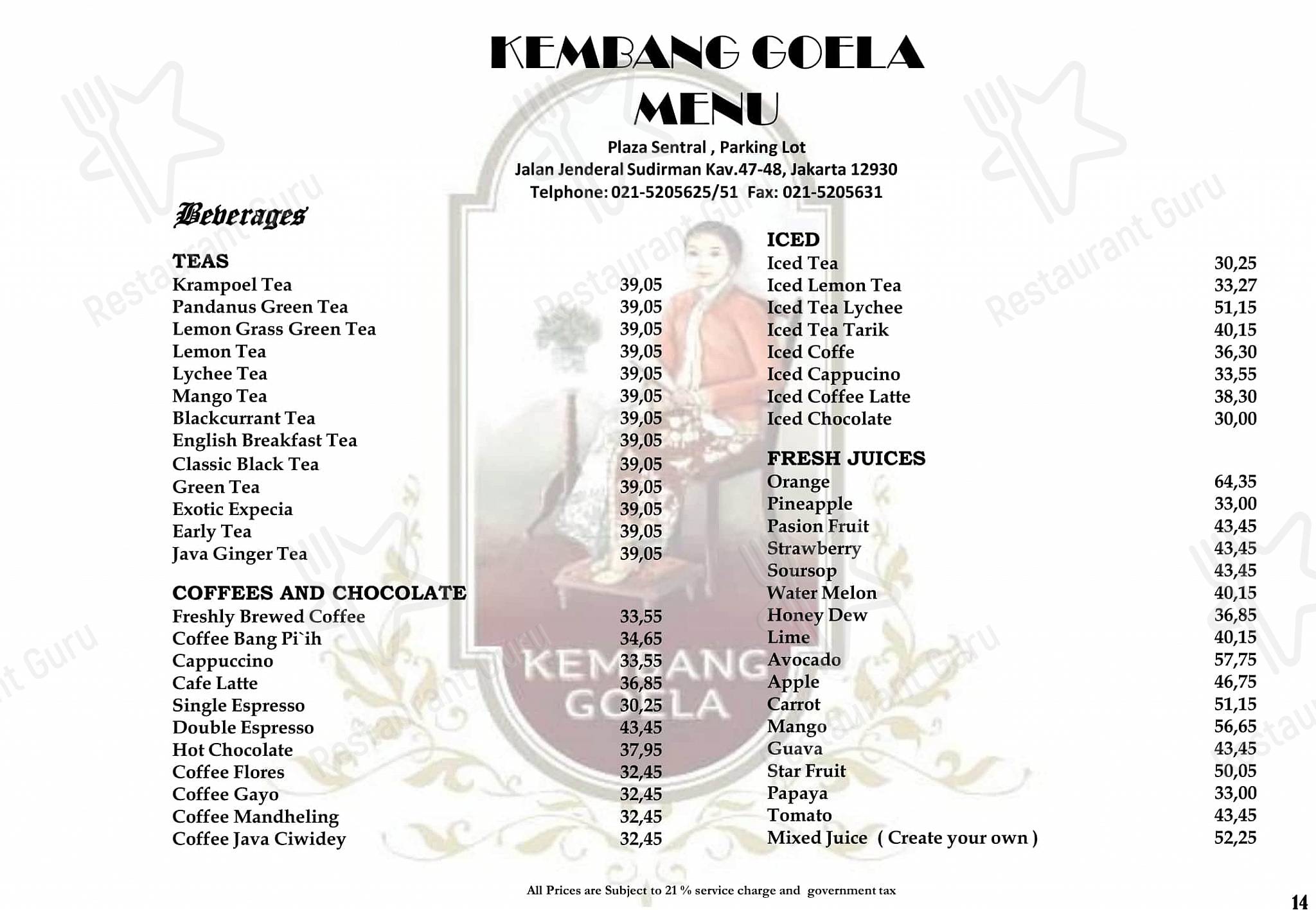 Menu at Kembang Goela Restaurant, Jakarta, Jl. Jend. Sudirman No.Kav. 47-48