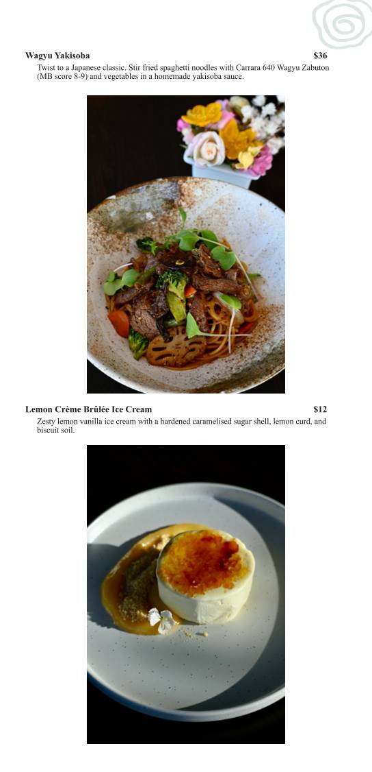 Menu at Kenzo Japanese Restaurant, Christchurch