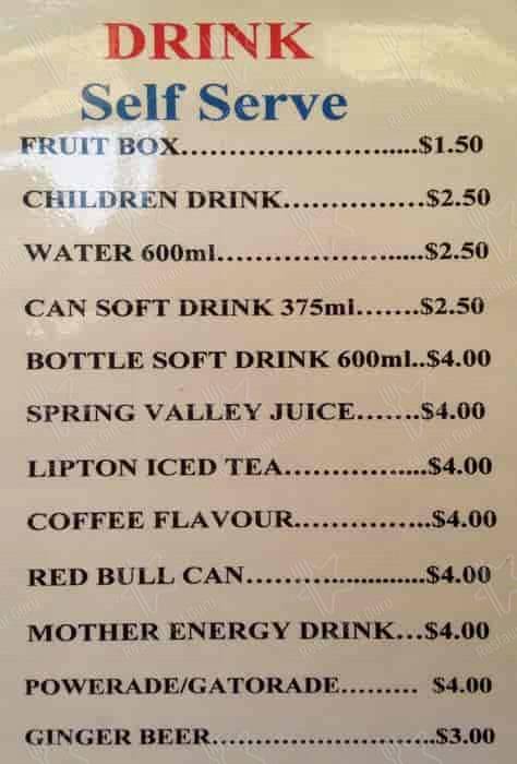 Menu at Tomato Lake Cafe, Kewdale