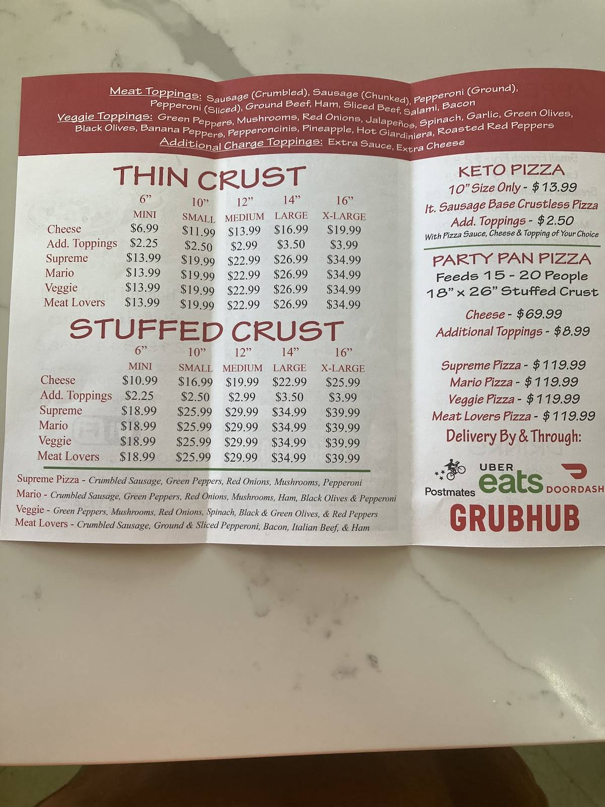 Menu at Key Pizza pizzeria, Hammond, Kennedy Ave