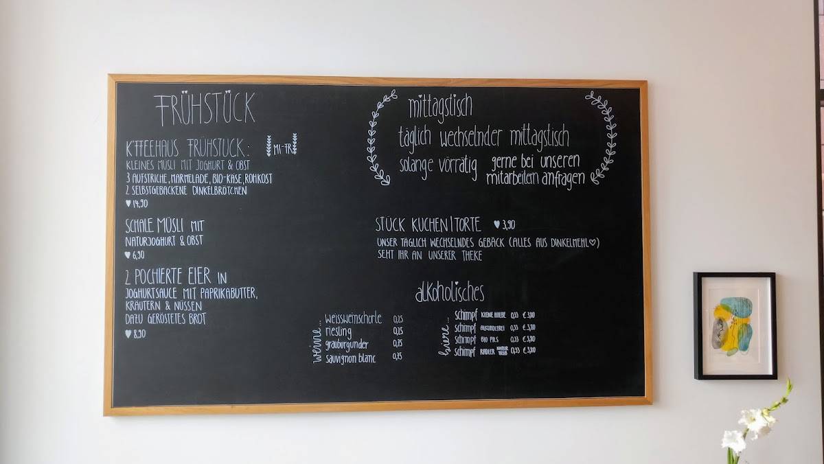 Speisekarte von K'ffeehaus – das Café in der Bank cafe, Tübingen