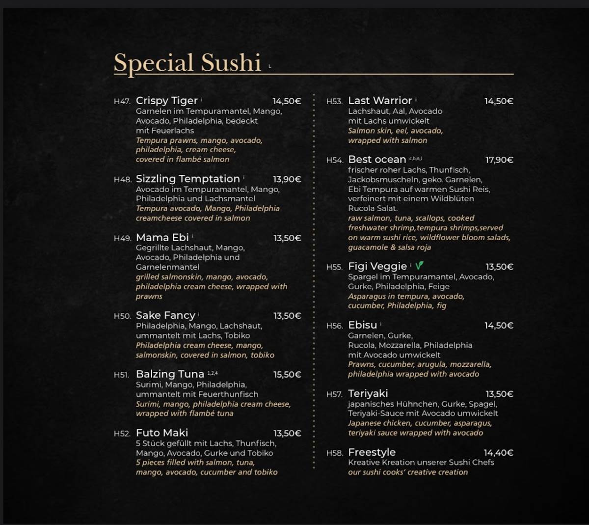 Speisekarte von Buddha Lounge restaurant, Kiel