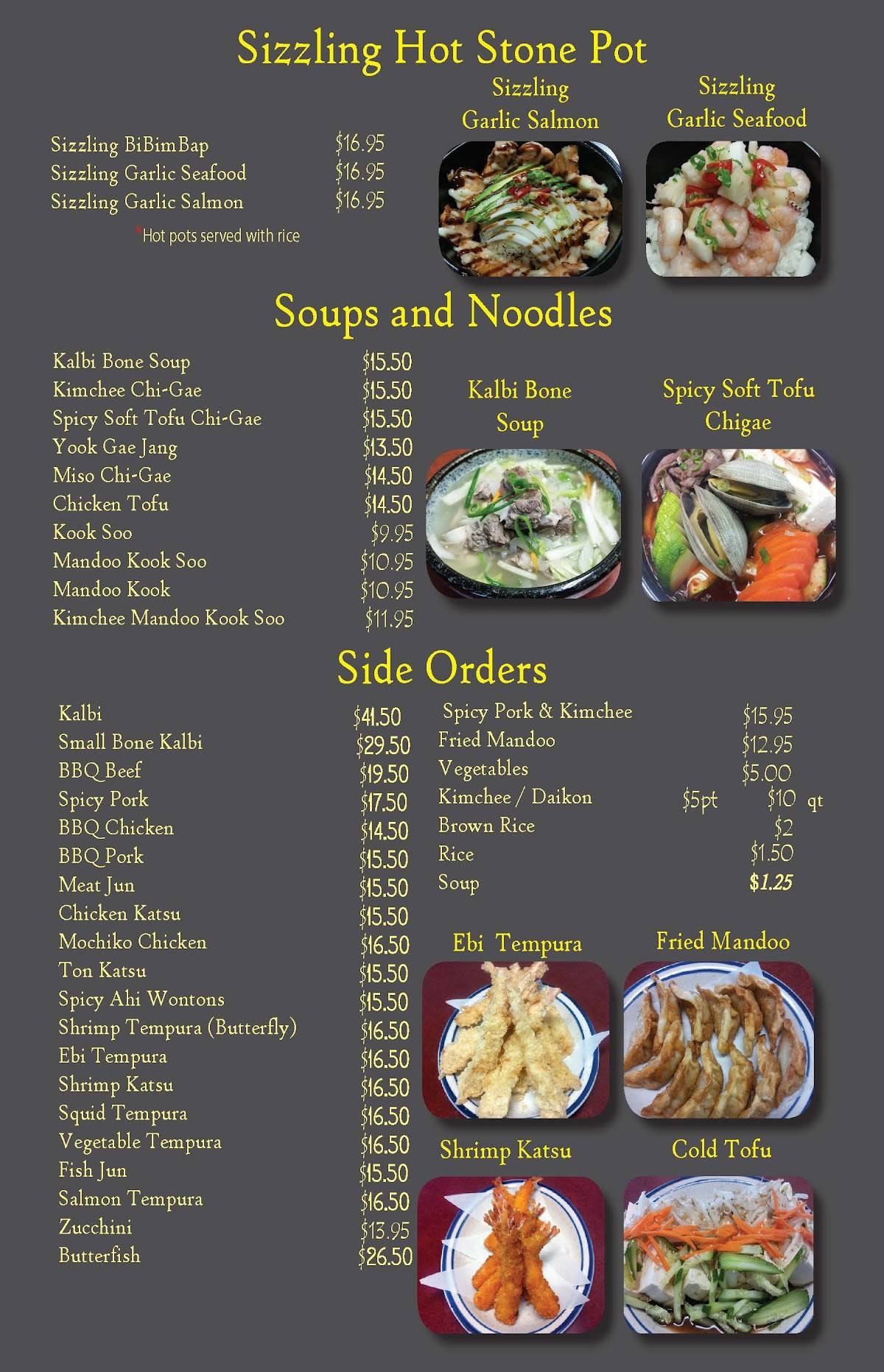 Menu at Kim Chee Restaurant 7, Aiea