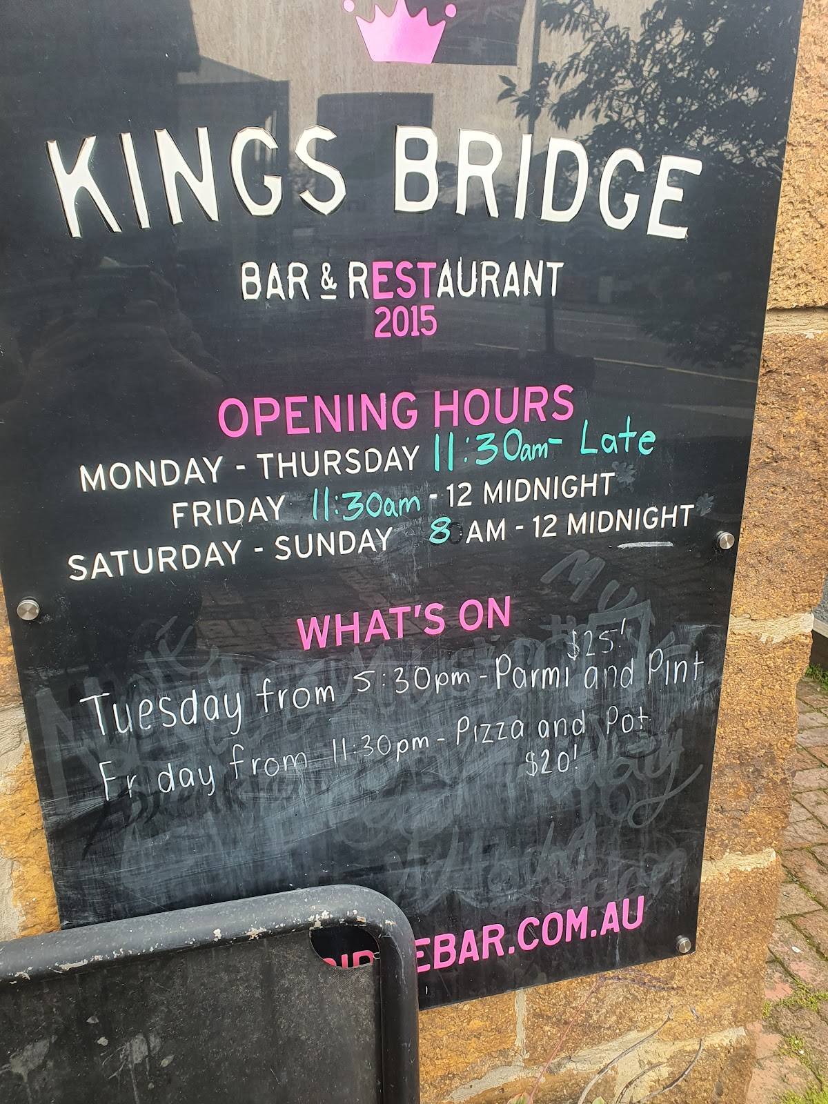 Menu at Kings Bridge Bar & Restaurant, Launceston