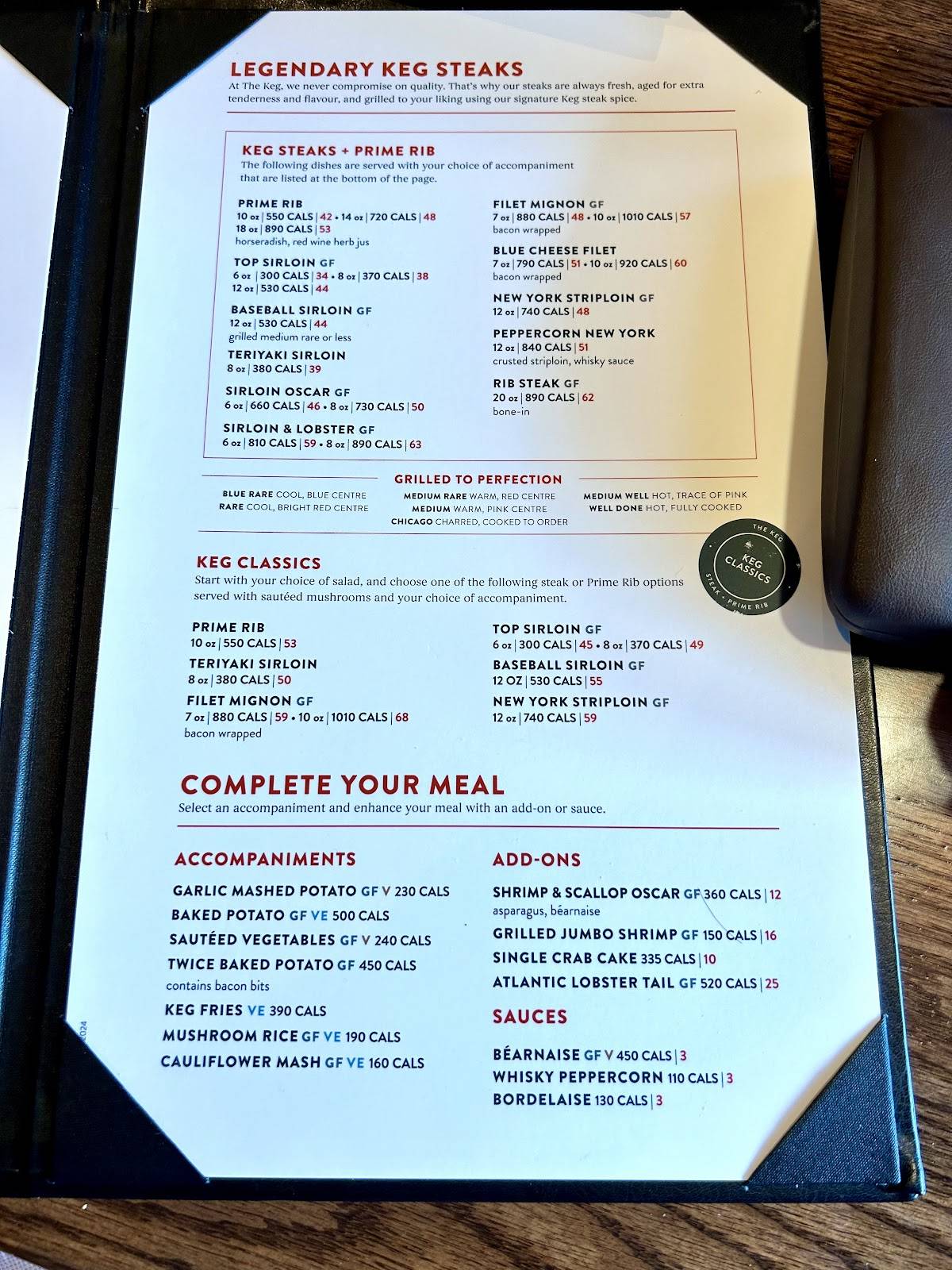 Menu at The Keg Steakhouse + Bar - Kingston, Kingston, 300 King St E