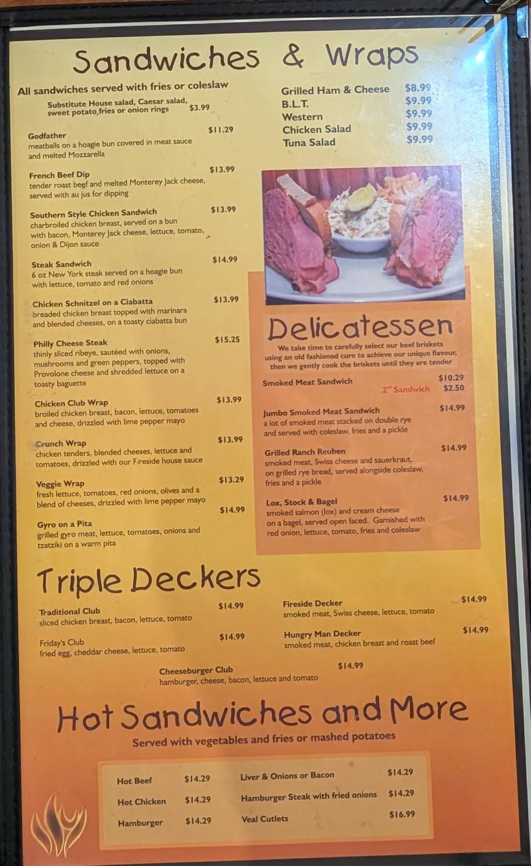 Menu at Fireside Deli & Family Restaurant, Kitchener
