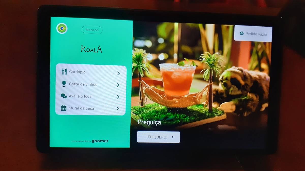 Menu em Koala Bar, Joinville