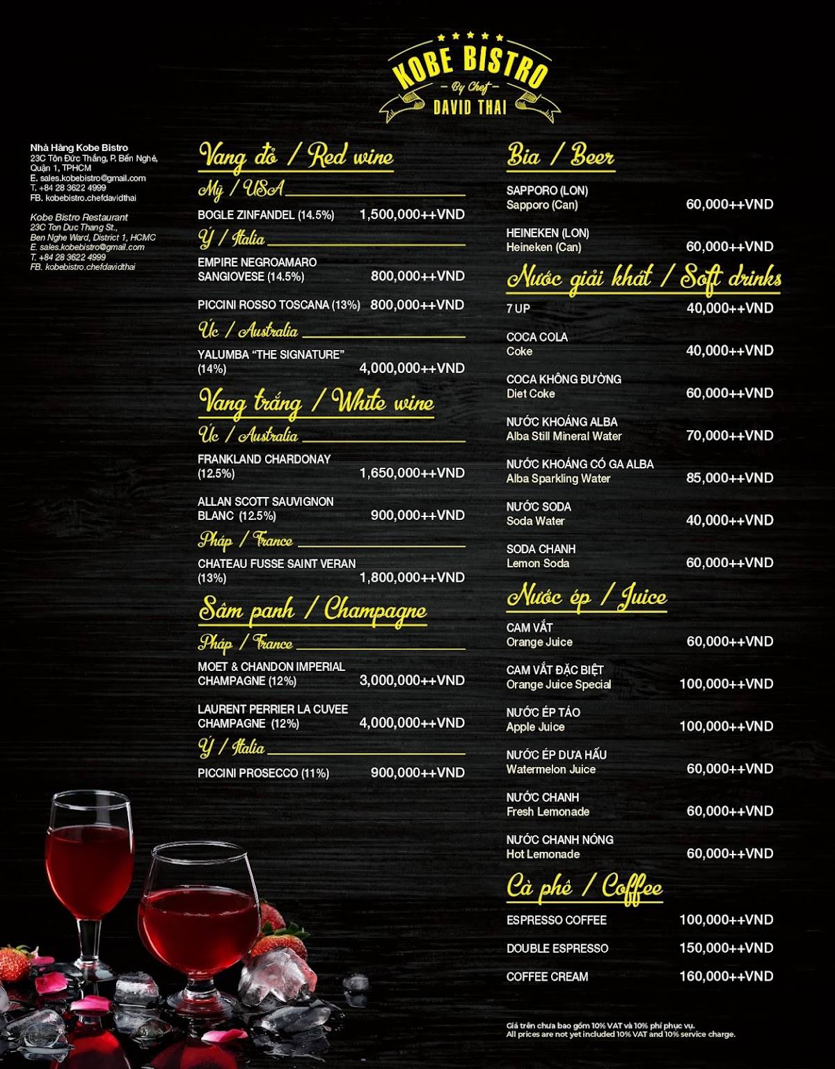 Menu at Kobe Bistro By Chef David Thai restaurant, Ho Chi Minh City