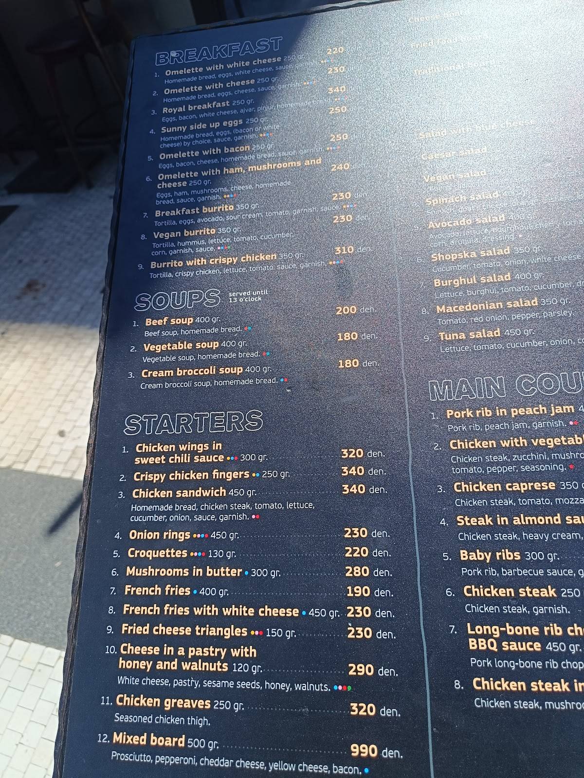 Menu at Kolektiv (Collective) Restaurant, Skopje