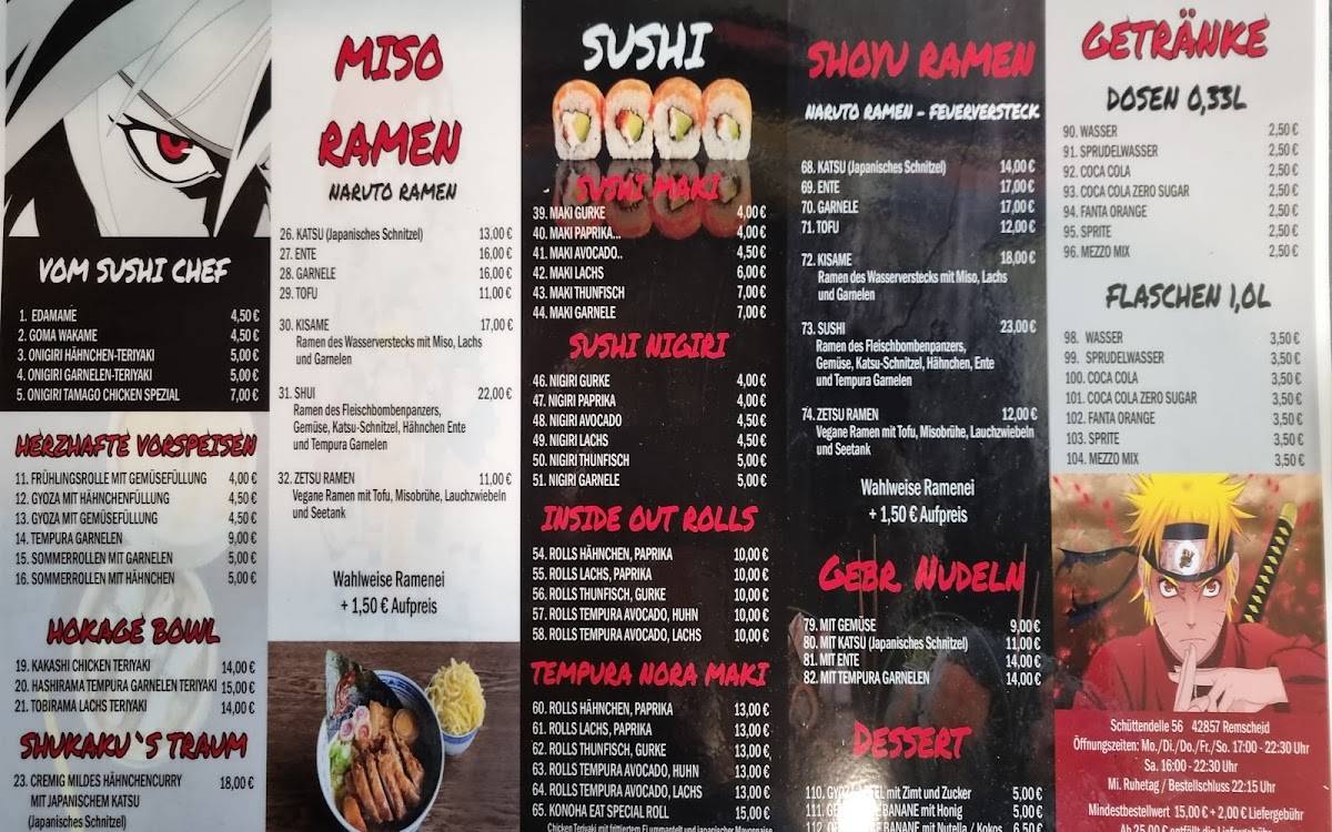 Speisekarte von Konoha eat restaurant, Remscheid