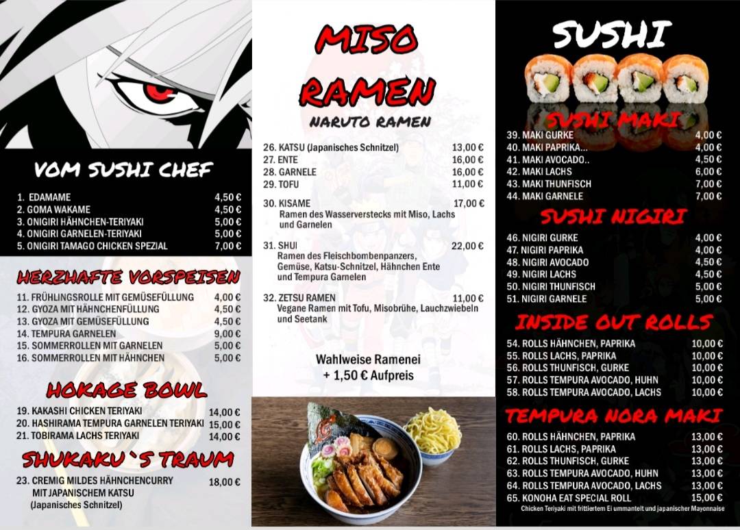 Speisekarte von Konoha eat restaurant, Remscheid