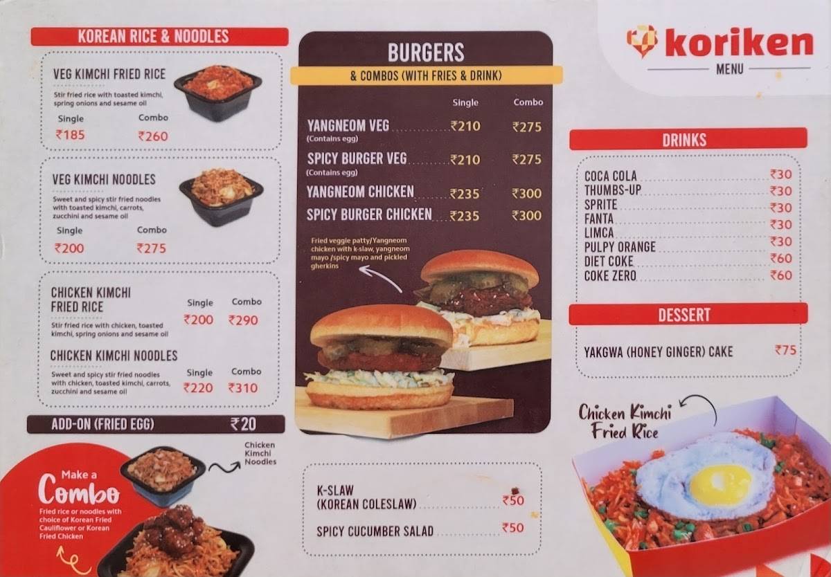 Menu at Koriken, Bengaluru, 98/4