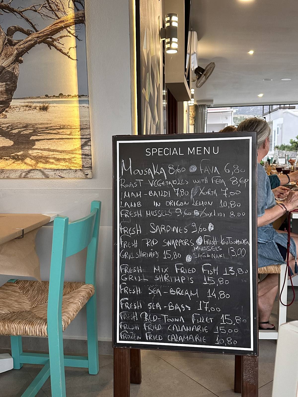 Menu at Kosmos Fish Tavern, Moni Chrisoskalitissis