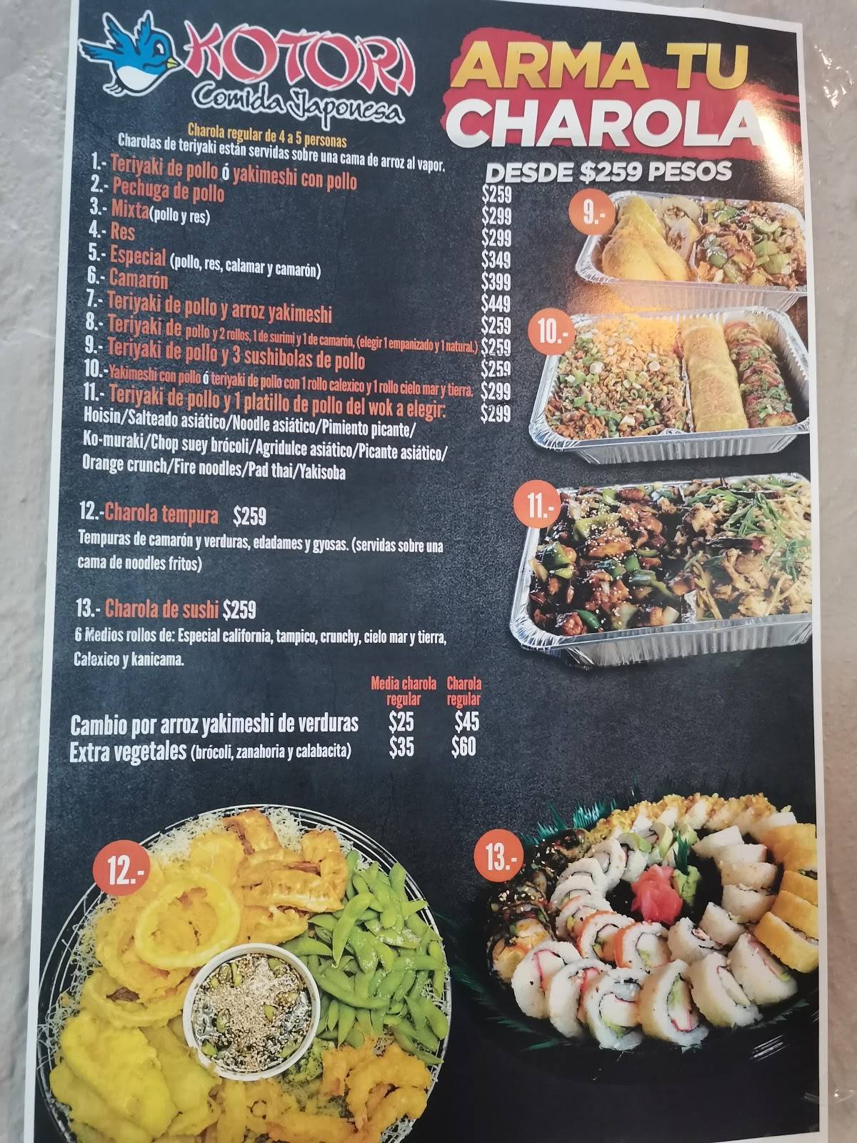 Carta del restaurante Kotori - Aviacion (Cuauhtémoc), Mexicali, Calz ...