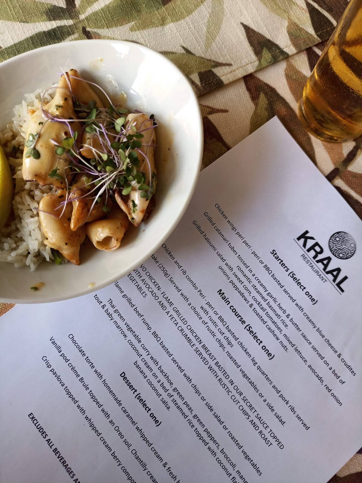 Menu at Kraal Restaurant, Johannesburg South, Impala Road ...
