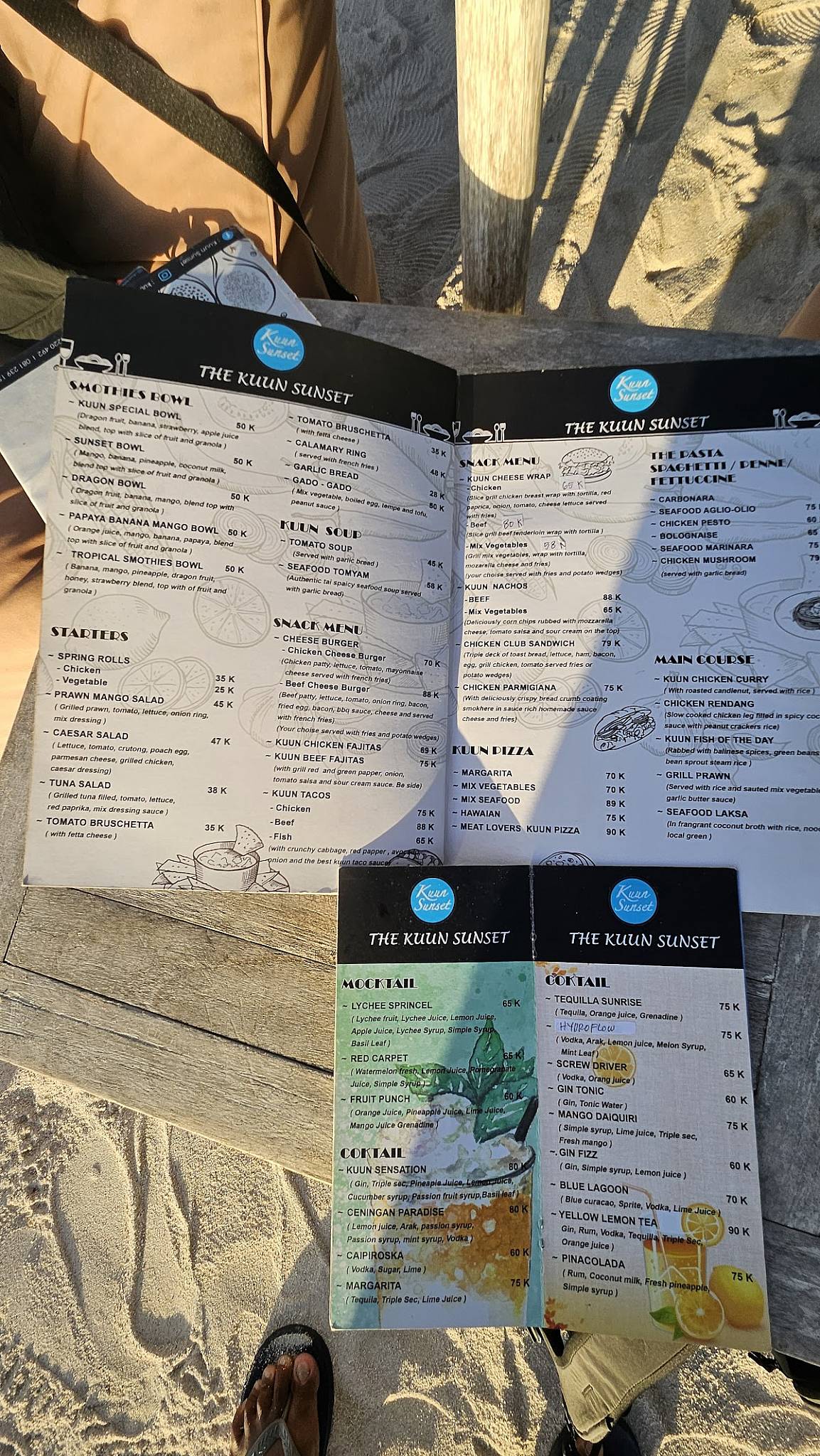 Menu at Kuun Sunset restaurant, Lembongan