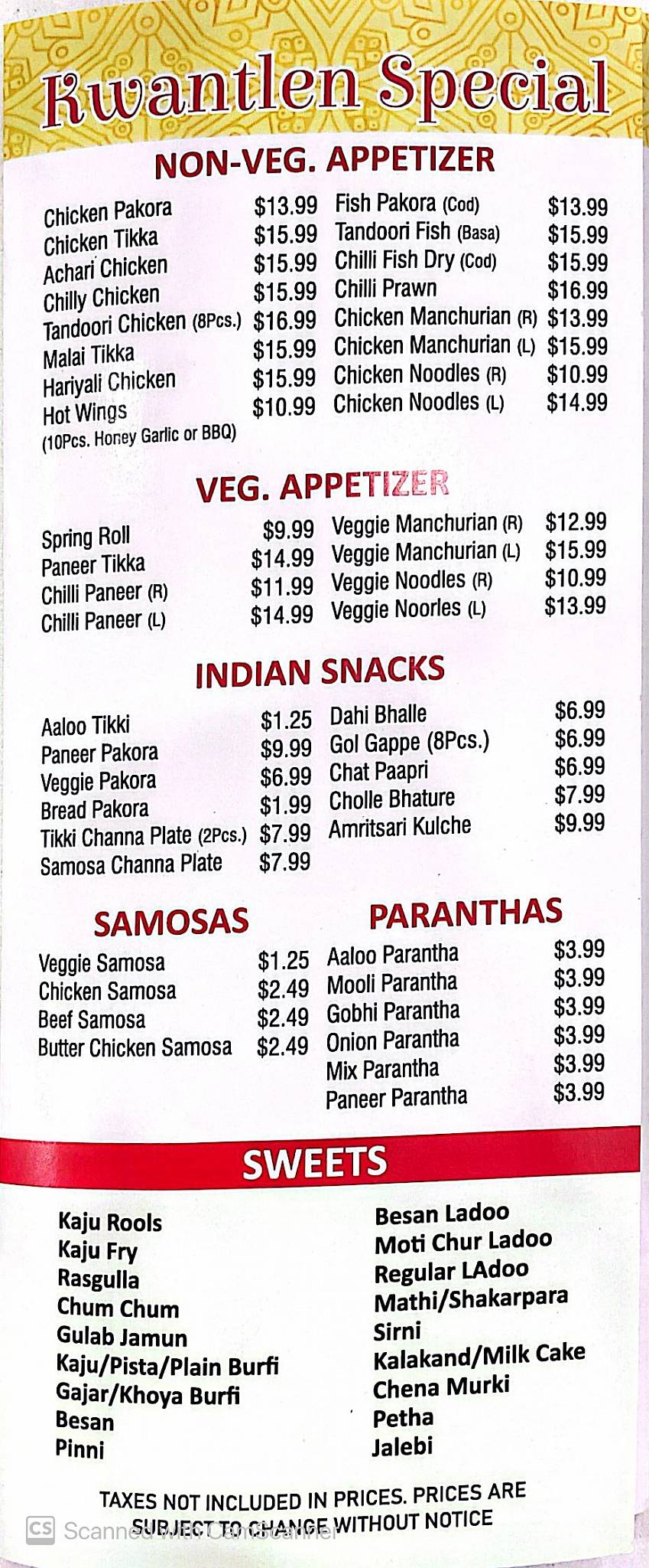 Menu at Kwantlen pizza @ Hyland Square A restaurant, Surrey, 152A St ...