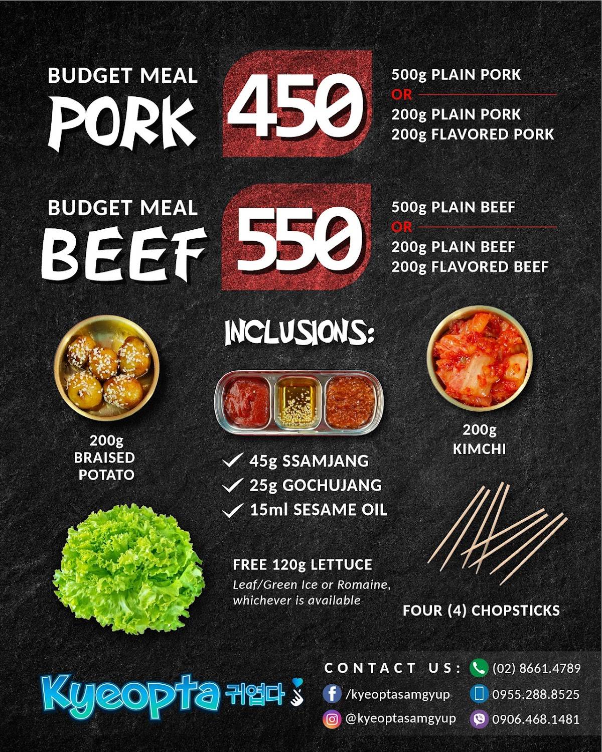 Carta del restaurante Kyeopta Unlimited Samgyupsal, Ciudad Quezon