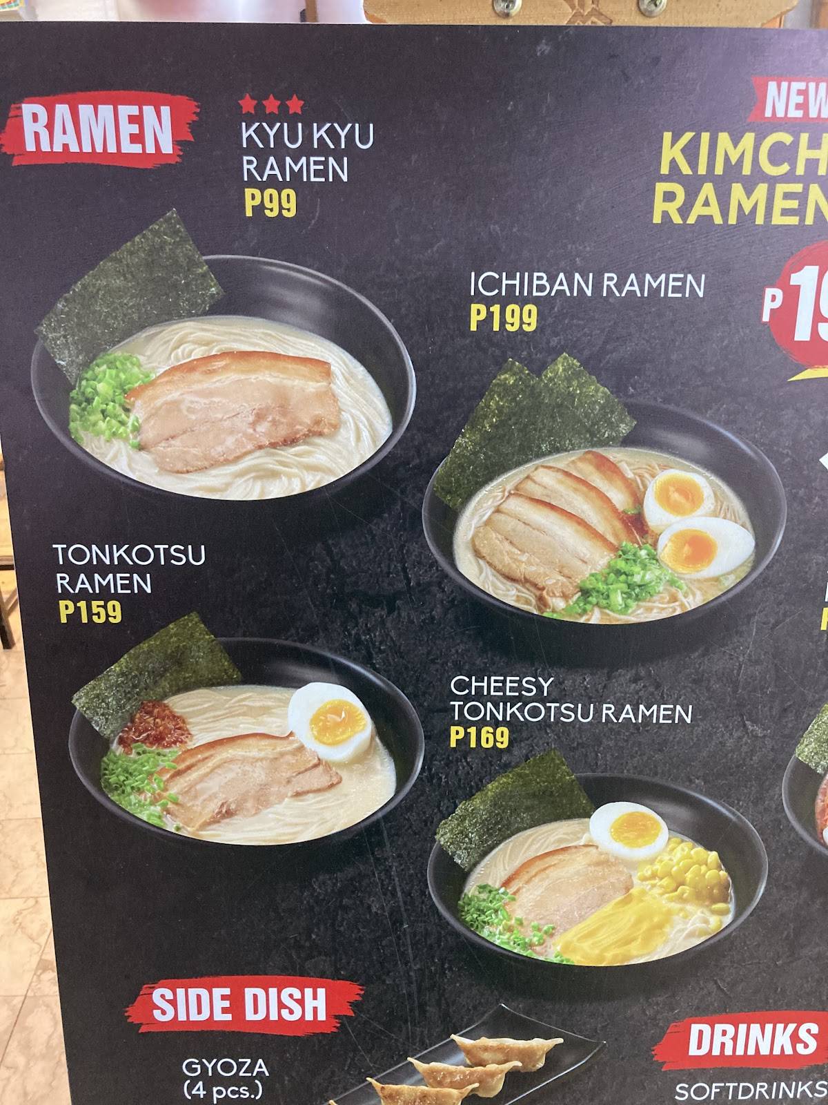 Menu at Kyukyu Ramen 99 restaurant, Quezon City, Farmers Plaza
