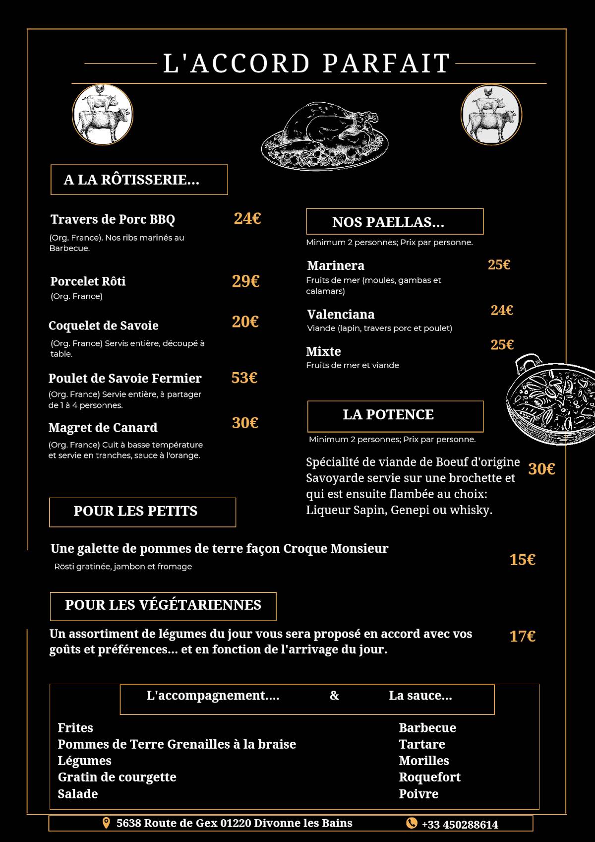 Menu au L'Accord Parfait restaurant, Divonne-les-Bains