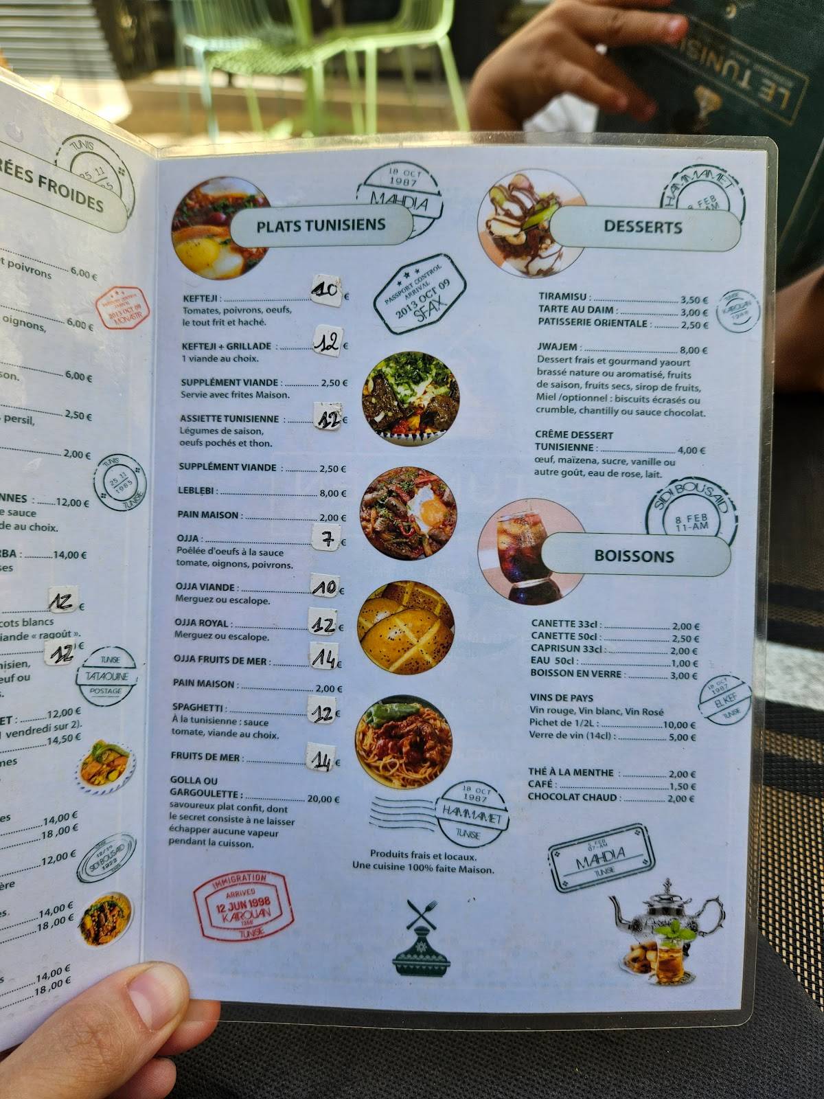 Menu au LE TUNISIEN restaurant, La Ciotat