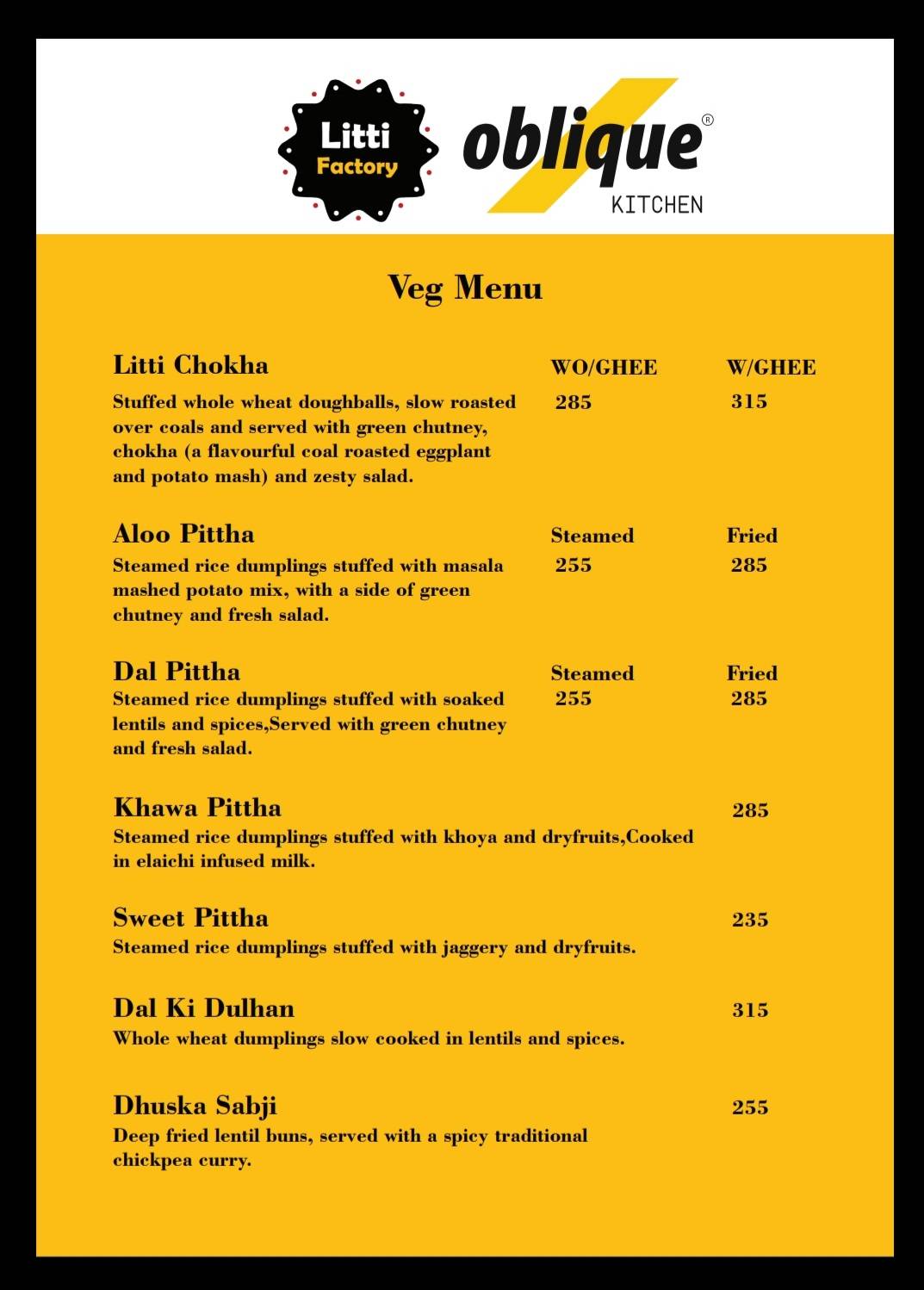 Menu at LITTI FACTORY, Pune, shop no 10