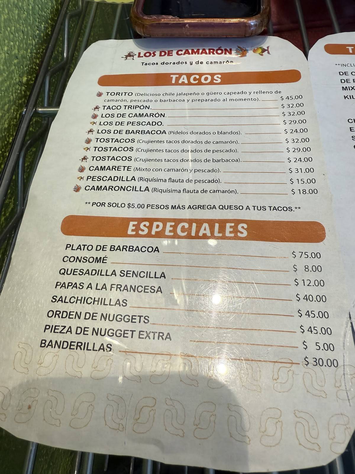Menu at " LO S DE CAMARÓN " restaurant, Aguascalientes, Av. Héroe de ...