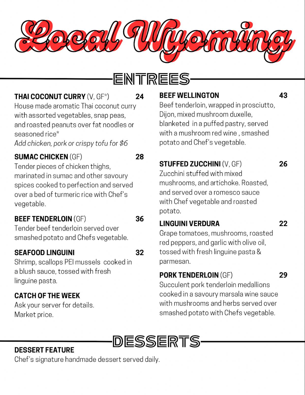 Menu at LOCAL Wyoming ON restaurant, Plympton-Wyoming