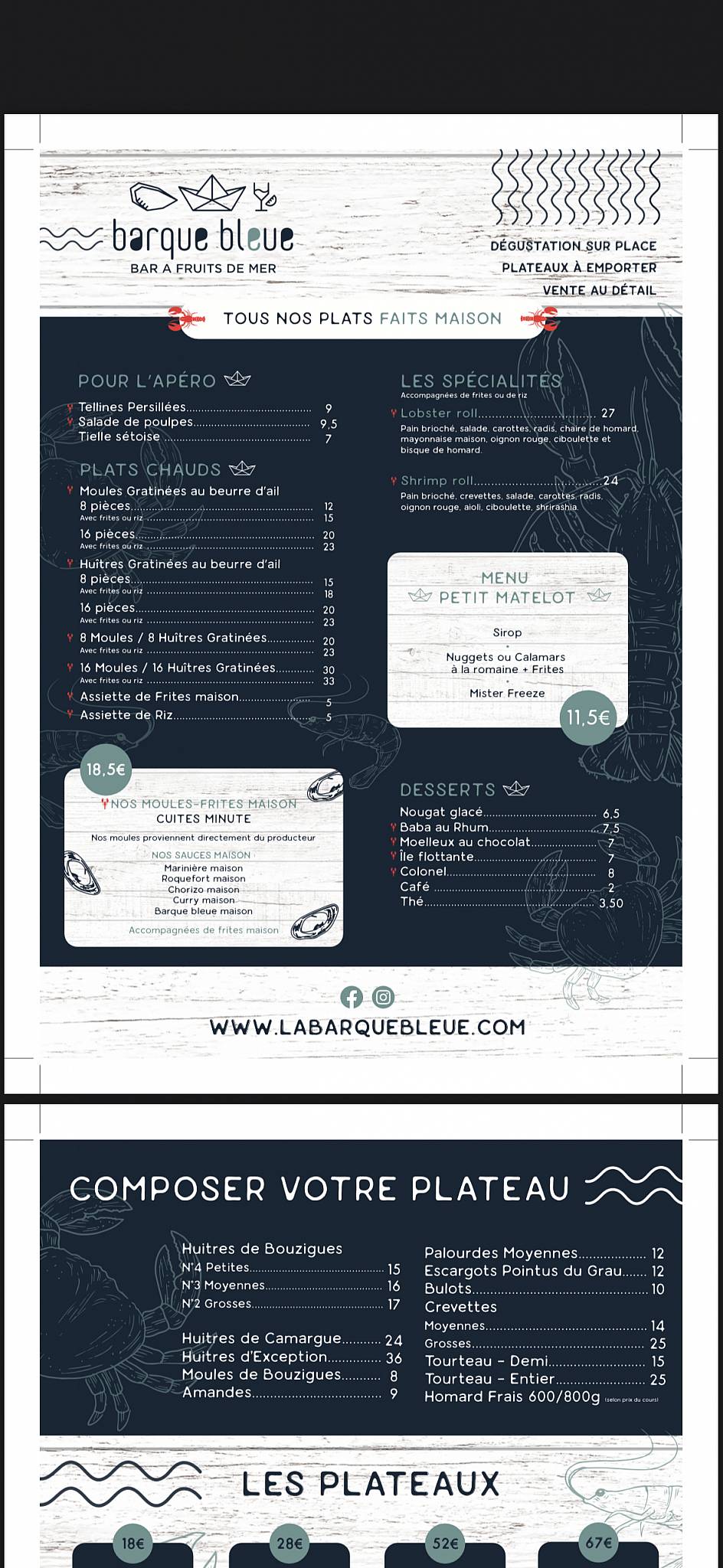 Menu au La Barque Bleue, La Grande-Motte, 35 Av. Pierre Racine