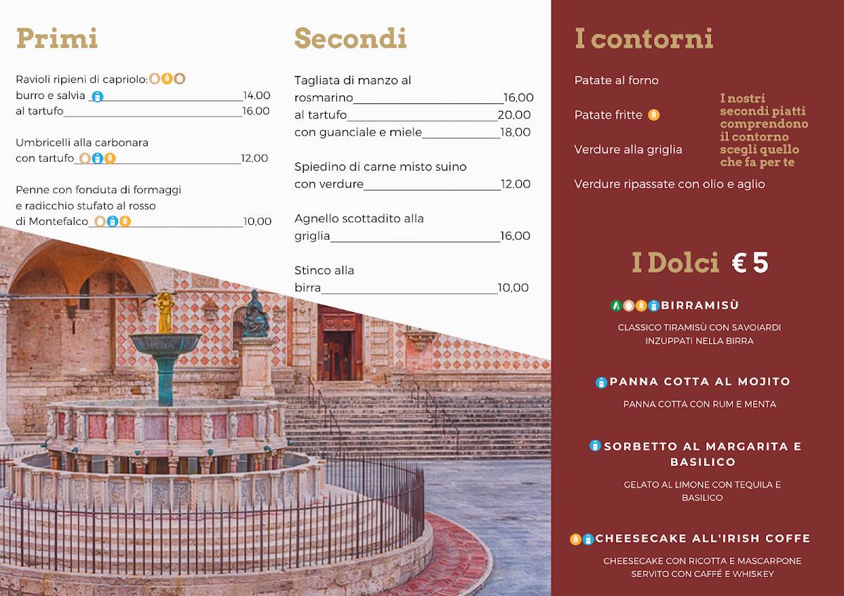 Menu da la biblioteca del conte ristorante, Perugia