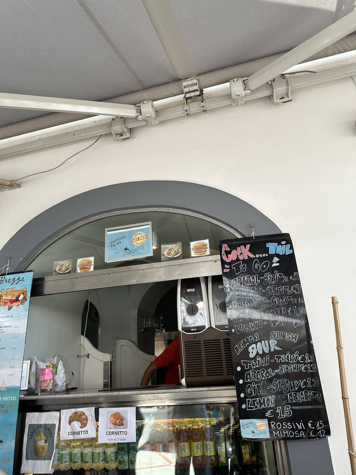 Menu at La Brezza cafe, Positano