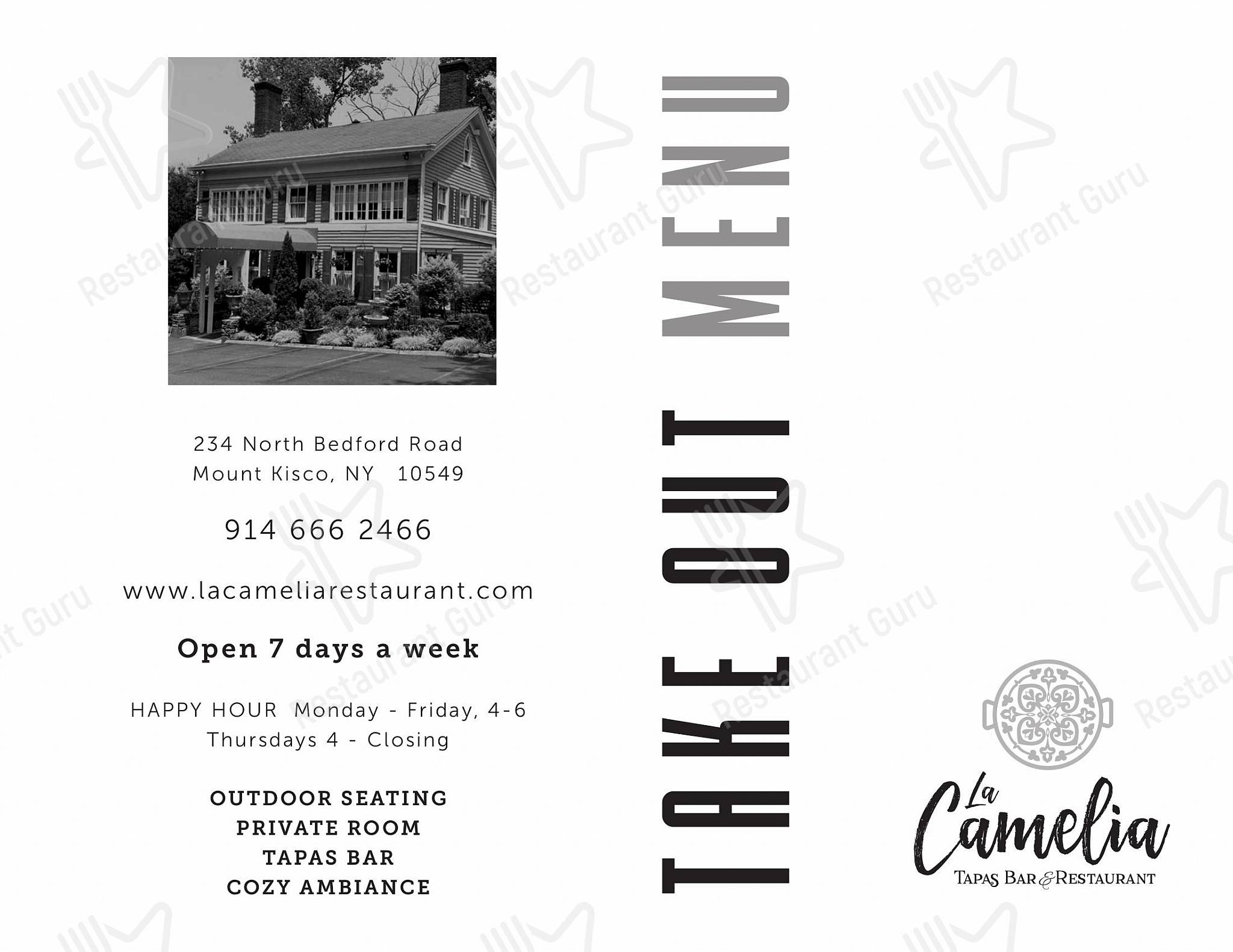 Menu at La Camelia pub & bar, Mount Kisco