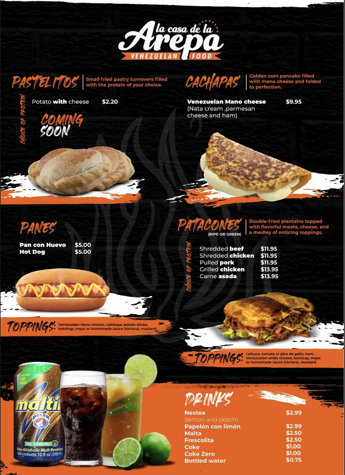 Menu at La Casa De La Arepa restaurant, USA
