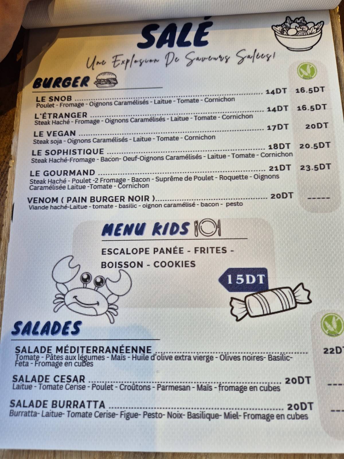 Menu au La Coccinelle Bleue, Boumhel El Bassatine