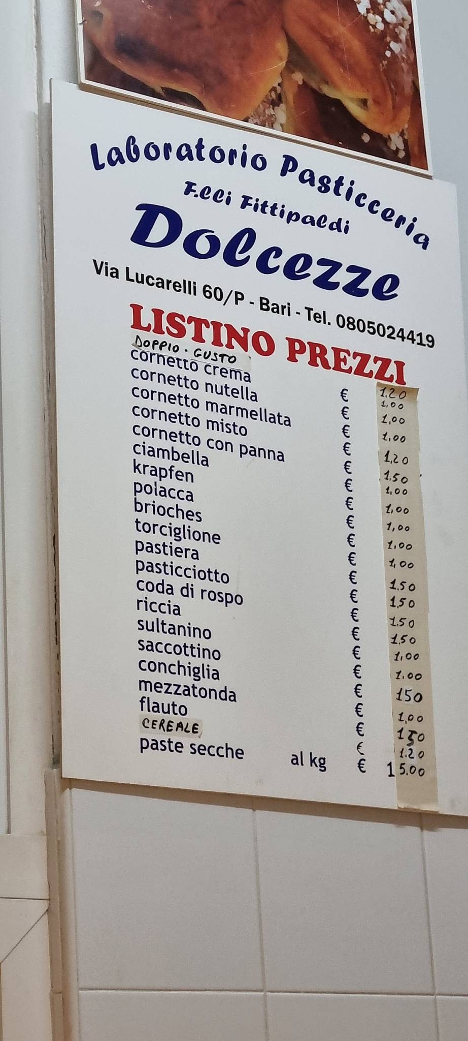Speisekarte von La Cornetteria di Donato Fittipaldi, Bari