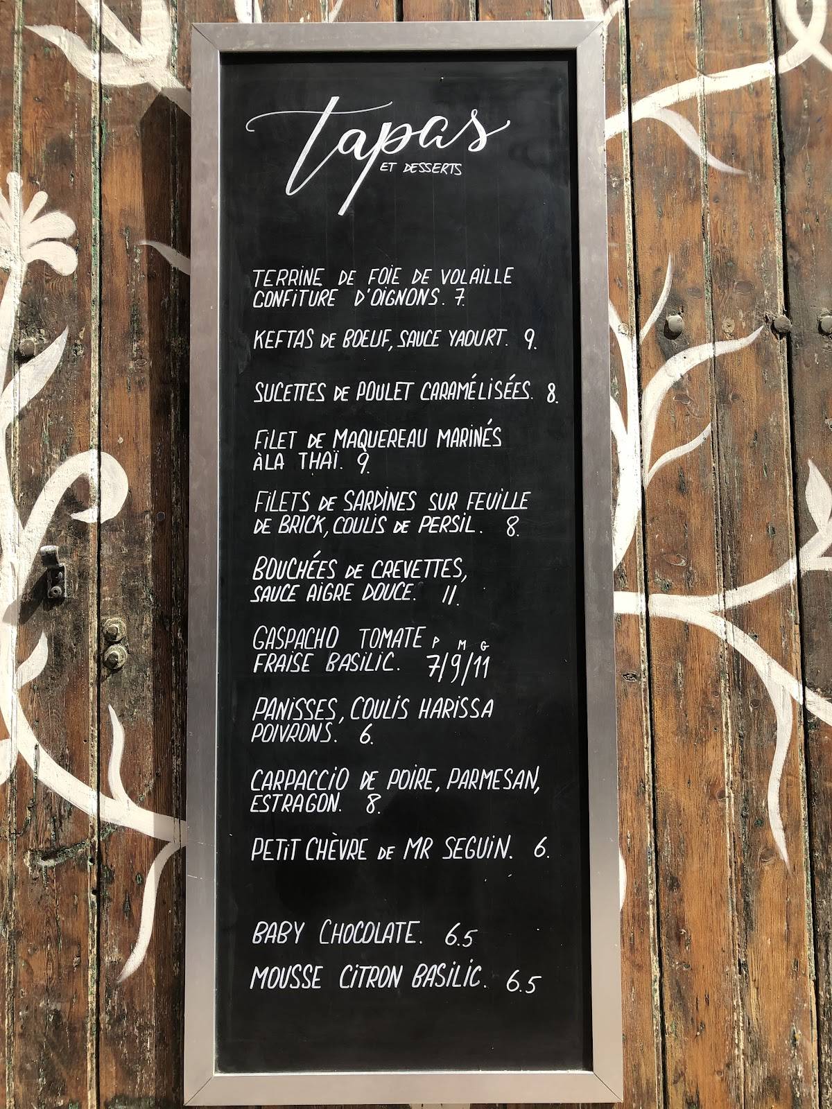 Menu at La Cosca pub & bar, Marseille
