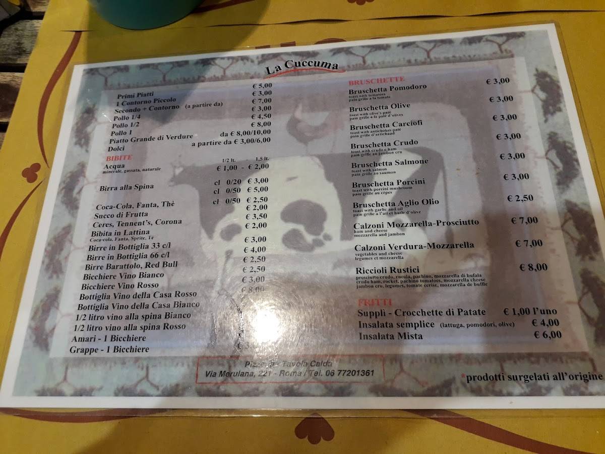 Speisekarte von La Cuccuma, Mangiare a Roma, Paninoteca, Roma ...