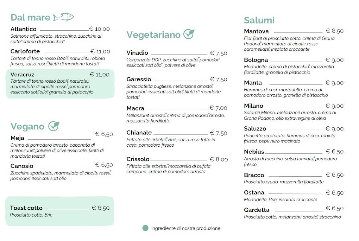 Menu da La Farcia Milano, Milano