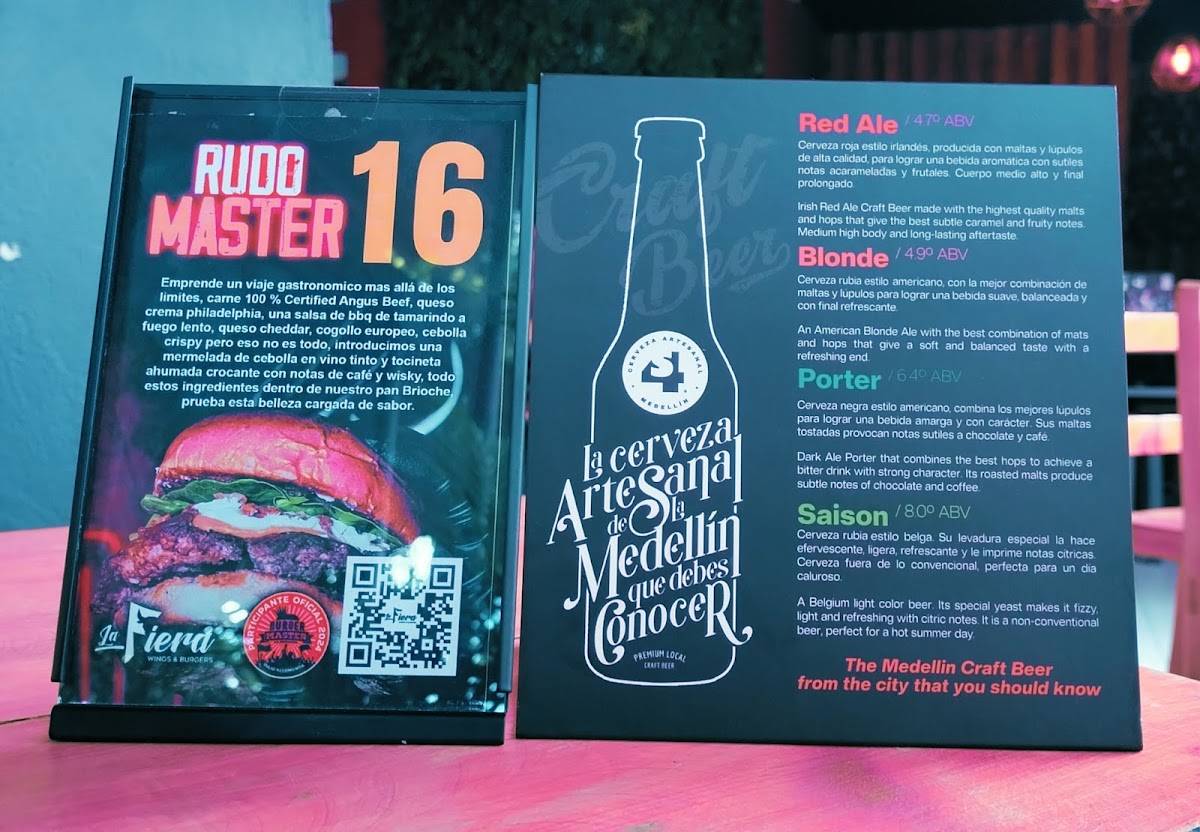 Carta del restaurante La Fiera Hamburgueseria, Medellín