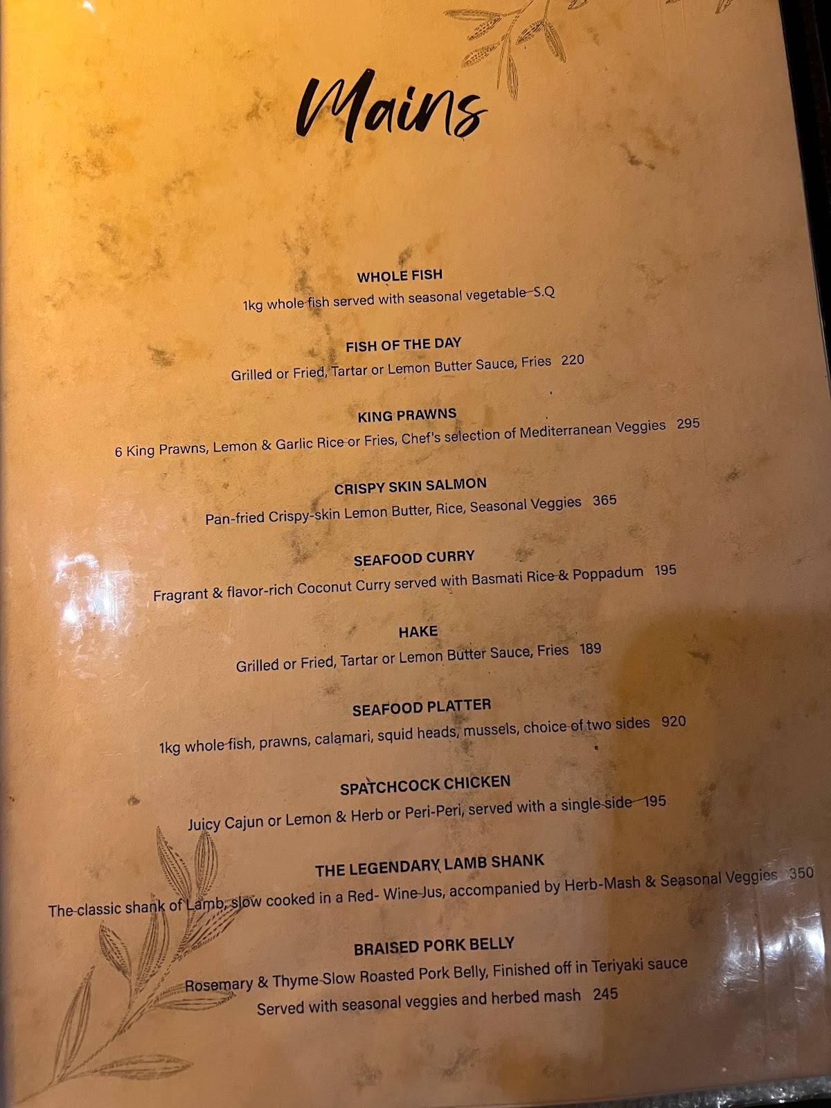 Menu at La Grato restaurant, East London
