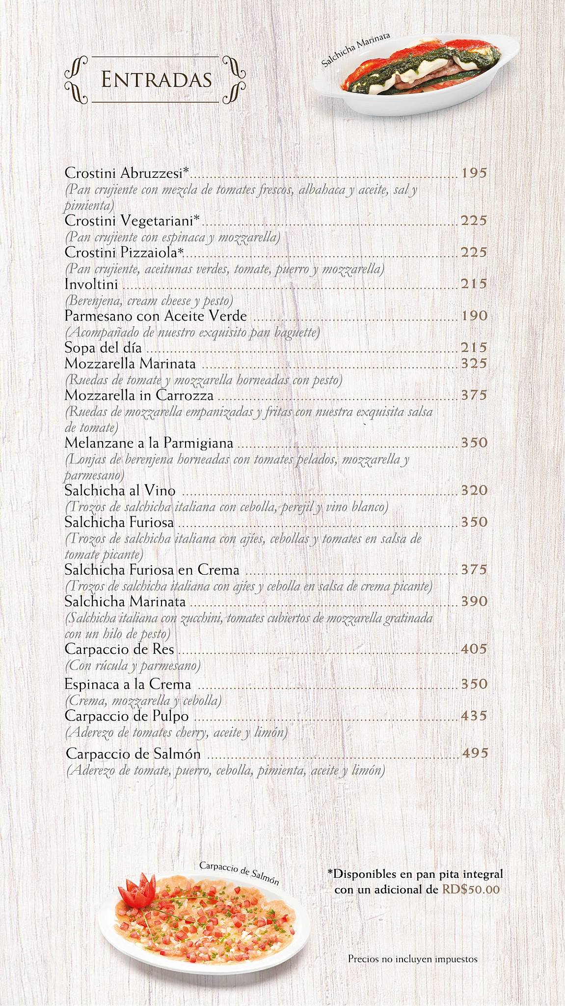 Carta del restaurante La Locanda Punta Cana, Punta Cana, Avenida ...