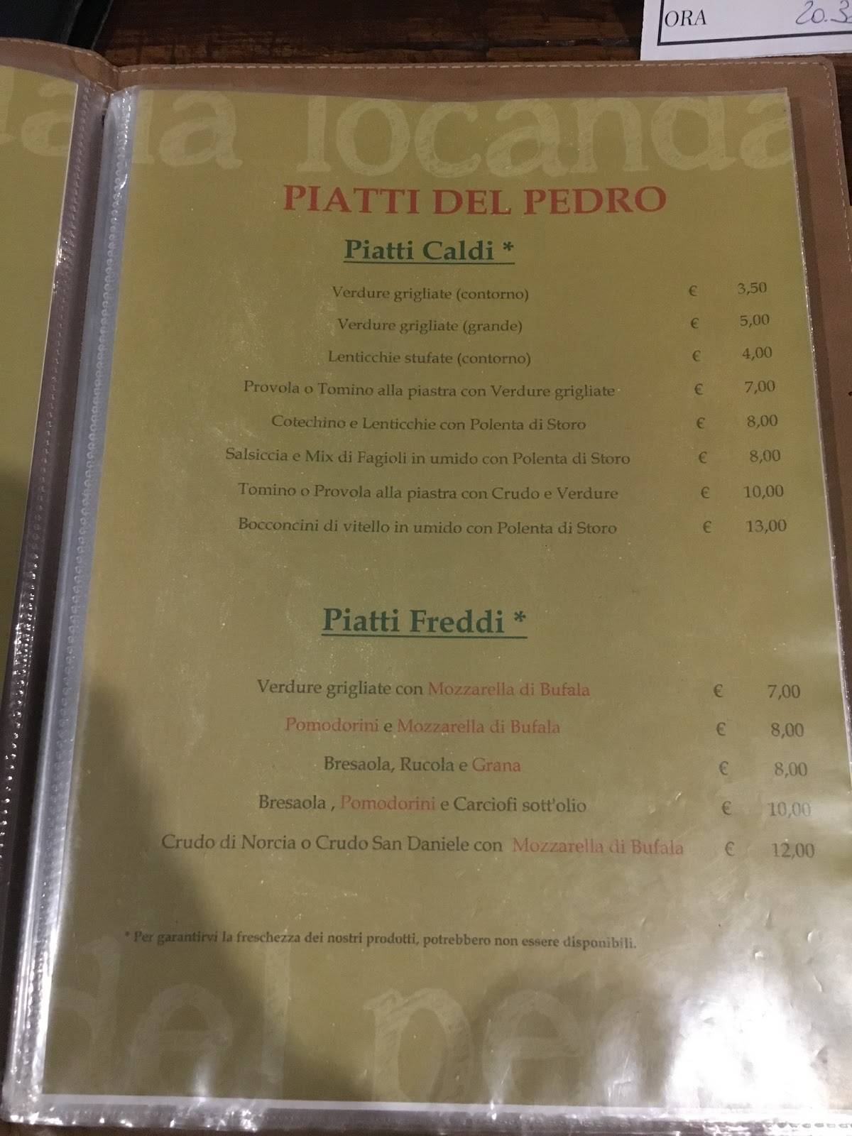 Menu da La Locanda del Pedro pub & bar, Cassina de' Pecchi