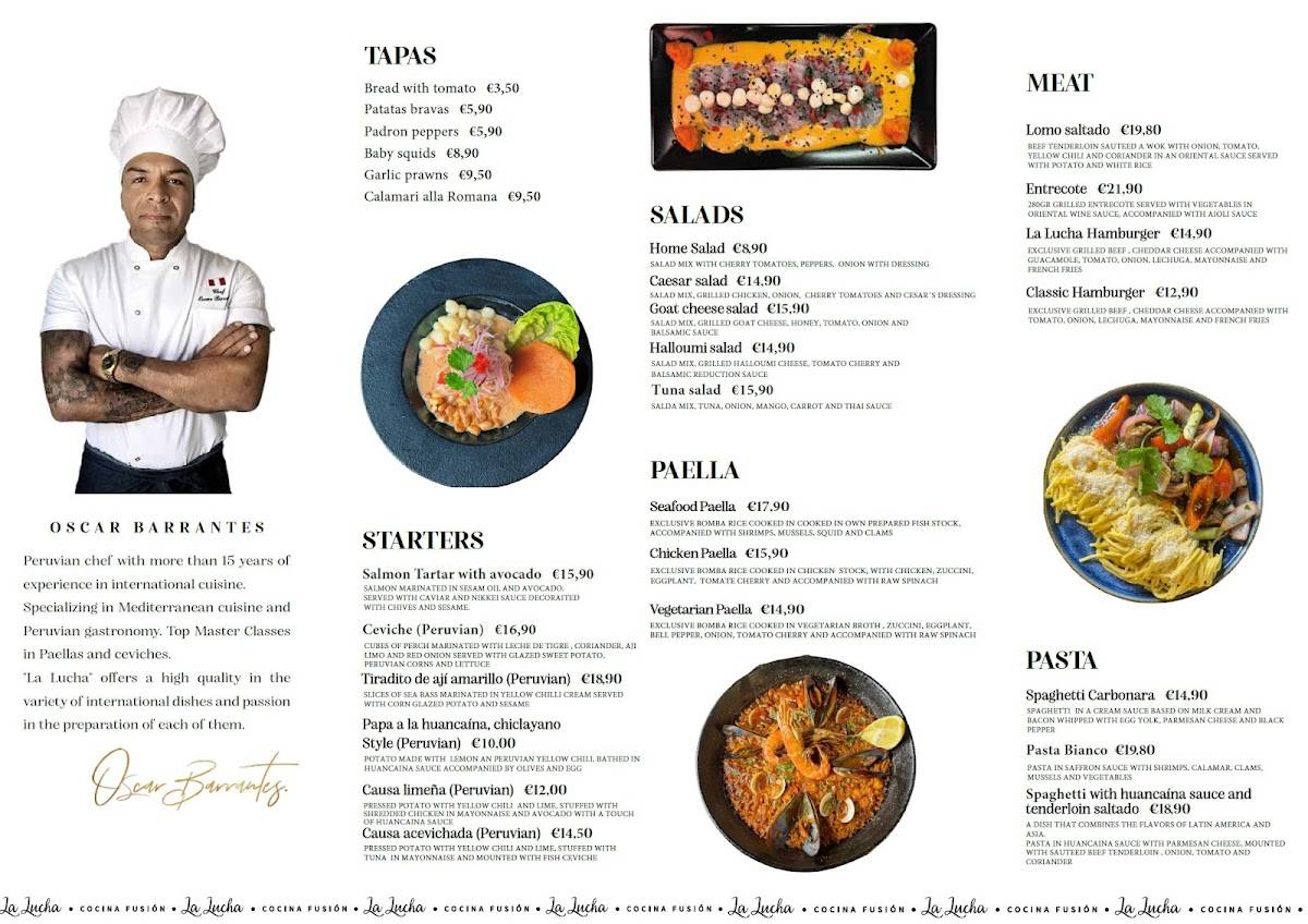 Menu at La Lucha Restaurante, Barcelona