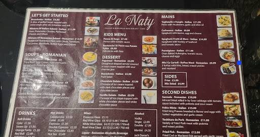 Menu at La Naty restaurant, Banbury