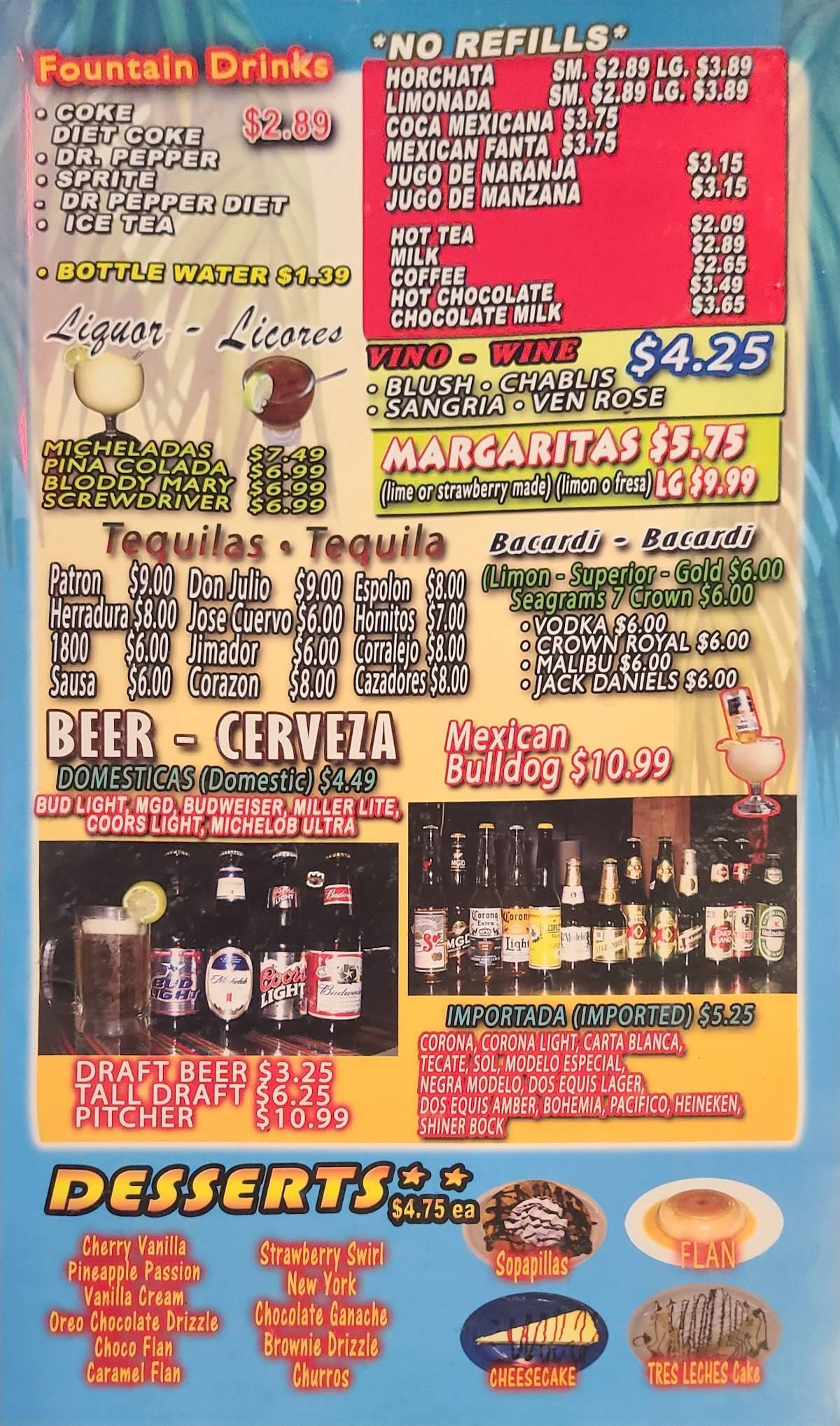 Menu at La Palma Mexican Restaurant #2, Corpus Christi, S Padre Island Dr