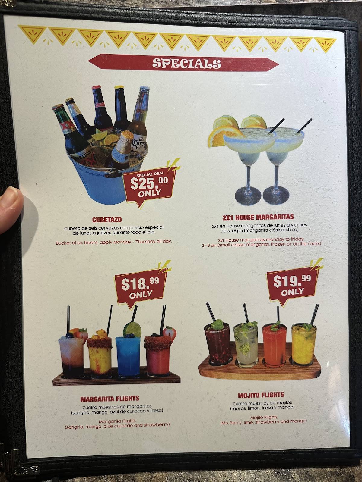 Menu at La Papa Loca restaurant, Lafayette, Johnston St