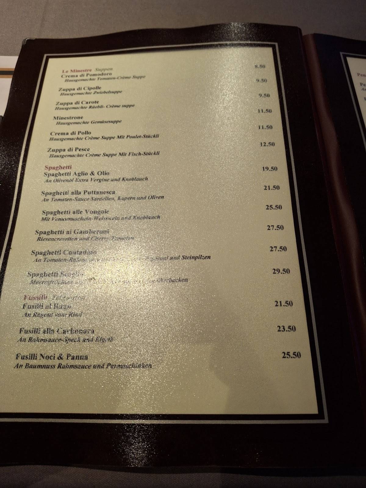 Menu at La Pergola, Oberdorf