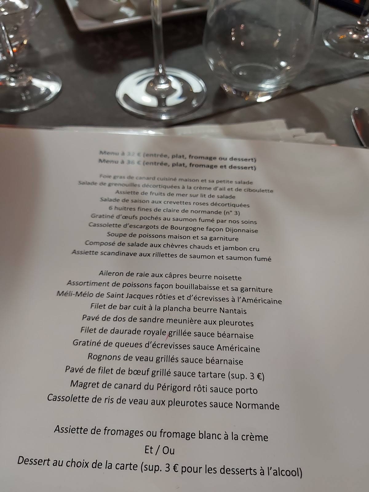 Menu au La Réale restaurant, Chalon-sur-Saône