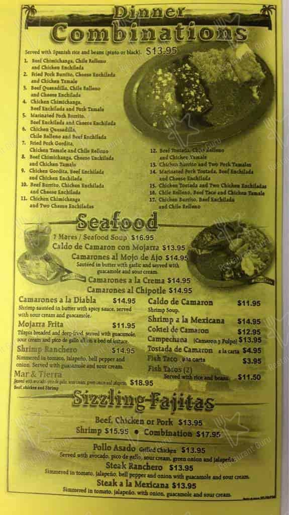 Menu at La Roca restaurant, Albany