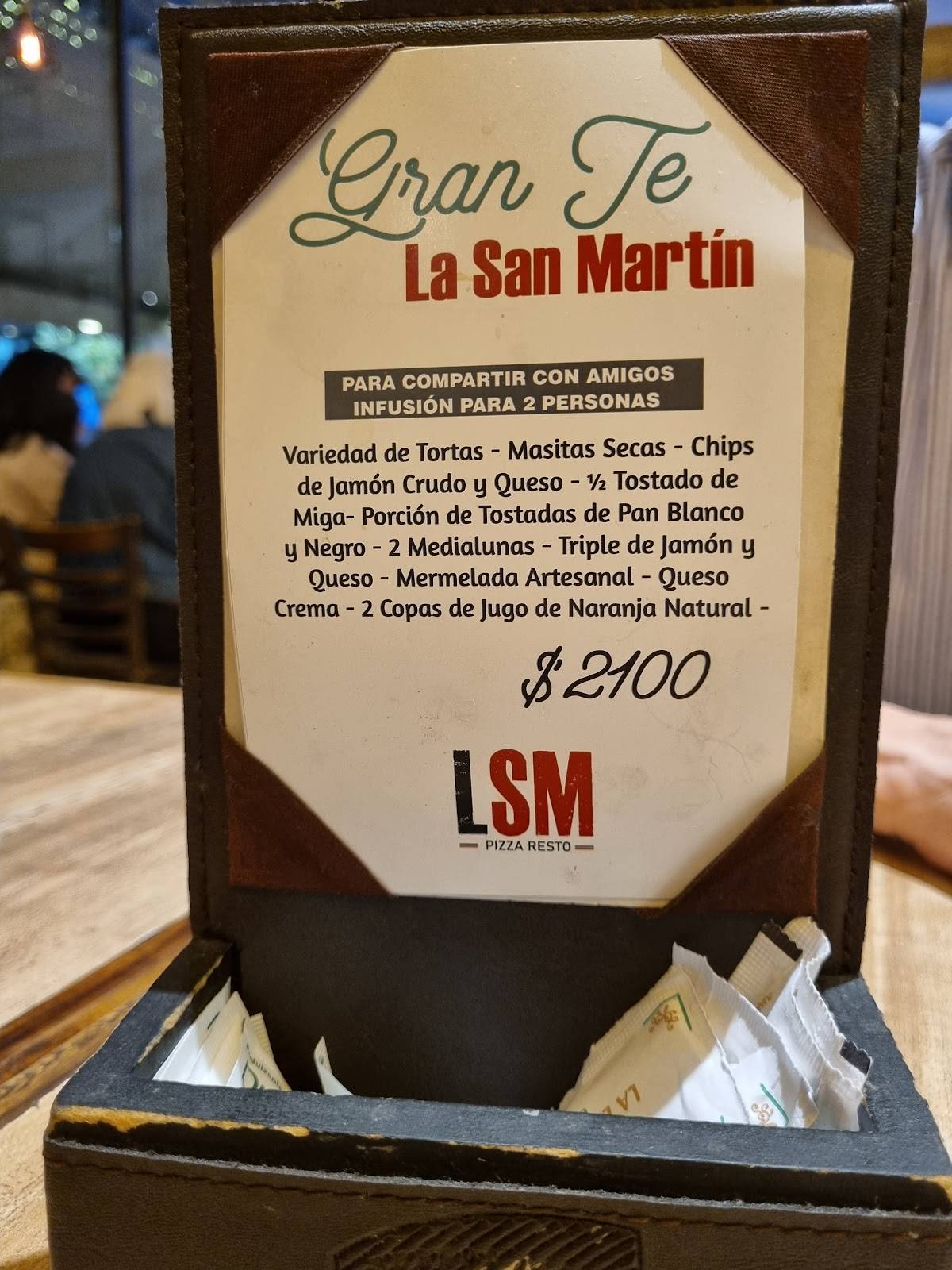 Carta del restaurante La San Martin, San Martín